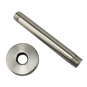 Purelux Straight Shower Arm 6 Inches Water Outlet PJ0612, Brushed Nickel Made of Stainless Steel with Gasket Flange
