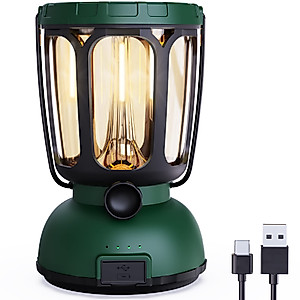 Mesqool Camping Lantern Rechargeable Battery 6000mAh, 650LM LED Lanterns for Power Outages Emergency Hurricane, Solar Hand Crank Lantern for 200 Hours