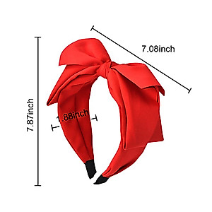Kilener Red Bow Headband with Big Bowknot - Hair Hoop and Top Knot Bow Accessories for Women and Girls