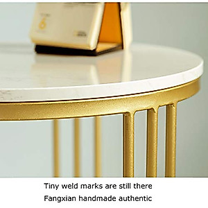 Articles for daily use Light Luxury Round Double-Layer Coffee Table Bedside Table, Side Table Bedside Table Small Iron Table, Small Coffee Table in Living Room Bedroom Office Small Space