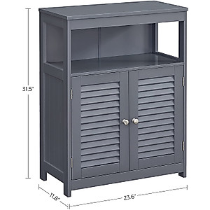 VASAGLE Bathroom Floor Cabinet, Bathroom Storage Cabinet, Freestanding, with Double Shutter Doors and Adjustable Shelf, for Bathroom, Living room, Entryway, Kitchen, Grey UBBC040G01