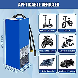 36V Ebike Battery for Electric Bike Bicycle, 36v 10ah Lithium Battery Pack for Scooter, 36 Volt Lithium Battery for Electric Bike Replacement , 20A BMS for 350w 500w 750w Motor ,42v 2A Charger (B-2)