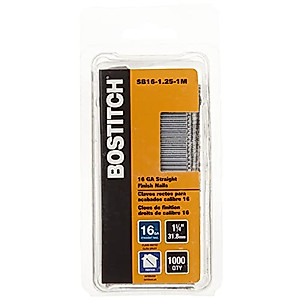 BOSTITCH Finish Nails, Bright, 1-1/4-Inch, 16GA, 1000-Pack (SB16-1.25-1M)