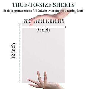 SuFly 9"x12" Drawing Paper,100 Sheets, Top Spiral Sketch Pad, 68lb/100gsm, White.