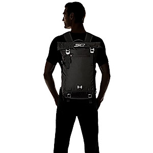 Under Armour unisex-adult SC30 Signature Rolltop Backpack , Black (001)/Silver ,One Size Fits All