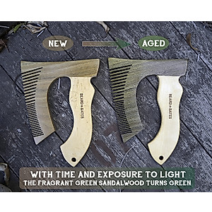 THE BEARDED AXE BEARD COMB | Original | Green Sandalwood/Boxwood | Artisan Crafted & Handmade