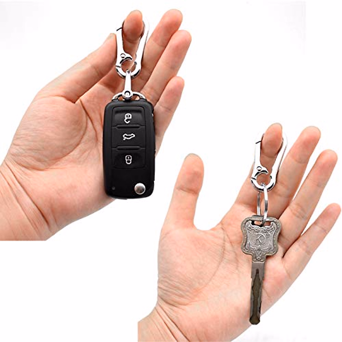 INFIPAR Multifunctional Car and Home Keychain Red Genuine Leather Key Chain and Metal Key Rings for Men Women, with 360 Degree Rotatable Snap Swivel and Anti-lost Screw