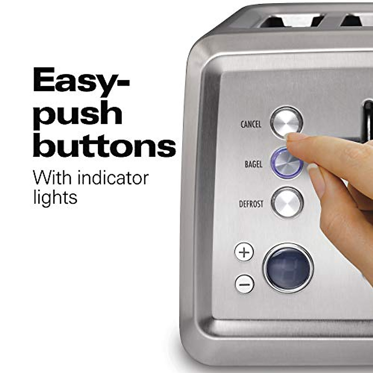 Hamilton Beach 4 Slice Toaster with Extra-Wide Slots, Bagel Setting, Toast Boost, Slide-Out Crumb Tray, Auto-Shutoff & Cancel Button, Digital with Defrost Function, Stainless Steel (24796)