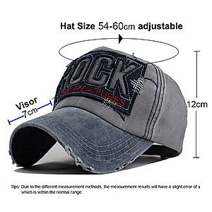 YULOONG Vintage Baseball Cap Embroidery Rock Washed Denim Trucker Cap 100% Cotton Sun Hat for Men Women Adjustable Size Grey