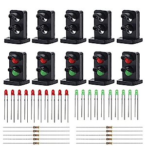 10 Sets Target Faces with LEDs Railway Dwarf Signal HO OO Scale 2 Aspects JTD19
