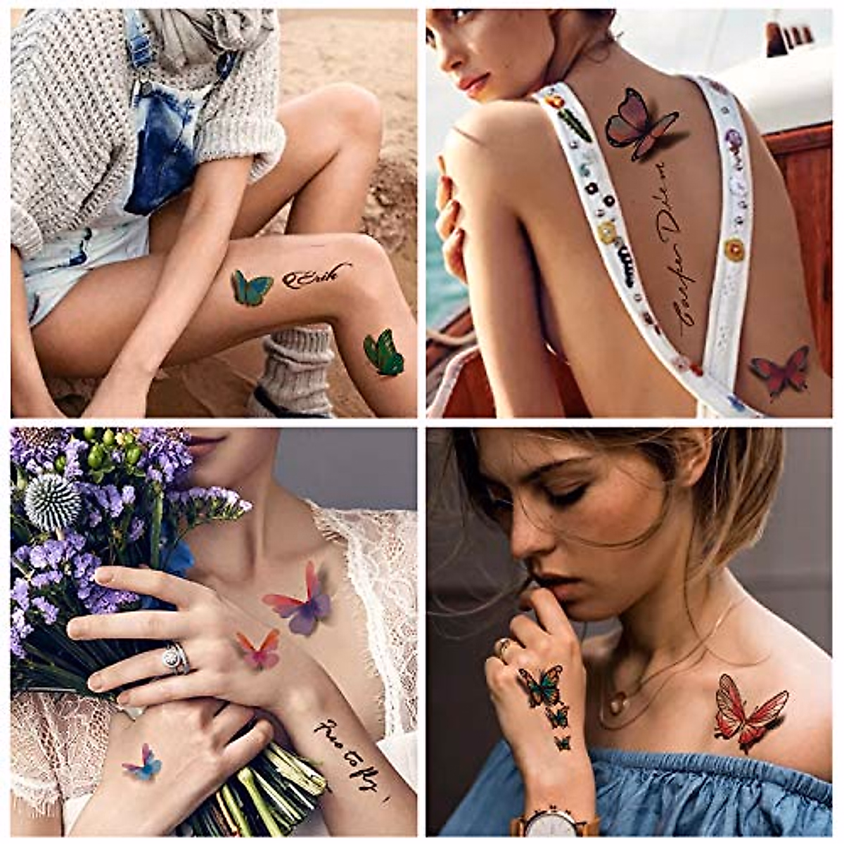 30 Sheets Butterfly Tattoos for Kids Womens - 110 Pcs 3D Tattoos, Colorful Body Art Temporary Tattoos, Butterfly Party Favors