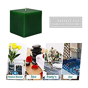 Zest Candle 3 by 3-Inch, Hunter Green Square Pillar Candle, 3" L x 3" W x 3" H