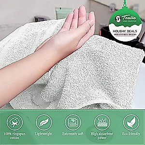 TOALLA 100% Cotton Salon Towel Set of 24|400 GSM|Soft Hand Towel|Bulk Hand Towel|Cotton Salon Towel|Ideal for Spa Gym Bathroom Hotel|Absorbent||Not Bleach Proof|Quick Dry|Hand Towel 16 x 27 in|White