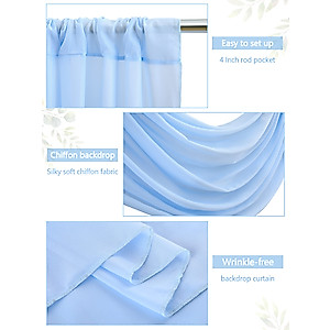 Baby Blue Backdrop Curtain for Parties Baby Blue Chiffon Sheer Fabric Drape Wedding Arch Backdrop for Birthday Party Photo Baby Shower 10ft x 7ft