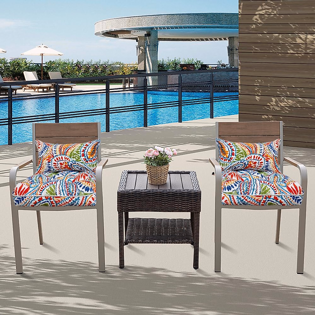 JMGBird Outdoor Chair Cushion Set of 2 Patio Cushions 19x19 with Ties Outdoor Cushions for Patio Furniture