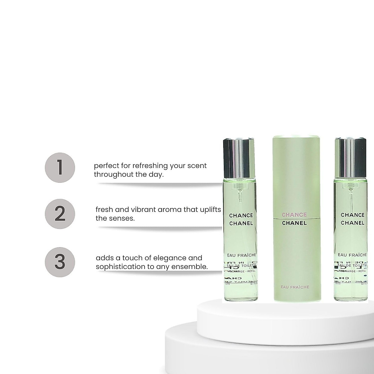 Chanel Chance Eau Fraiche Eau De Toilette Purse Spray for Women 3 X 0.7, 2.1 Fl Oz