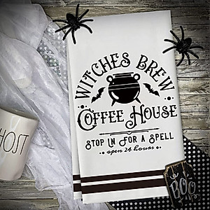 AnyDesign Halloween Kitchen Dish Towel 18 x 28 Inch Vintage Witches Dishcloth Ultra Absorbent Drying Cloth Tea Towel Hocus Pocus Hand Towel for Holiday Cooking Baking, 4 Packs