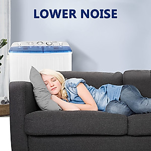 BANGSON Portable Washing Machine, Mini Twin Tub Washer and Dryer Combo with 17.6 lbs Large Capacity, Portable Washer for Apartment, Dorm, RV, Camping, Home, 25.6x14.2x28.8 inches, White & Blue