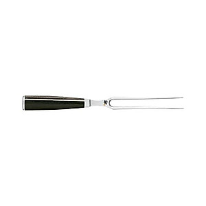 Shun Cutlery Classic 6.5-Inch Stainless Steel Two-Pronged Fork Handcrafted Essential Kitchen Tool Holds Place While Slicing or Carving and Assists in Serving Food, DM0709, 6.5 Inch, Black