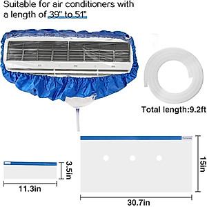 Waterproof Split Air Conditioner Cleaning Kits- Wall Mounted Air Conditioning Dust Washing Clean Cover with 9.2ft Water Pipe Support Plates Air Conditioner Service Bag for Household AC Units (Size L)