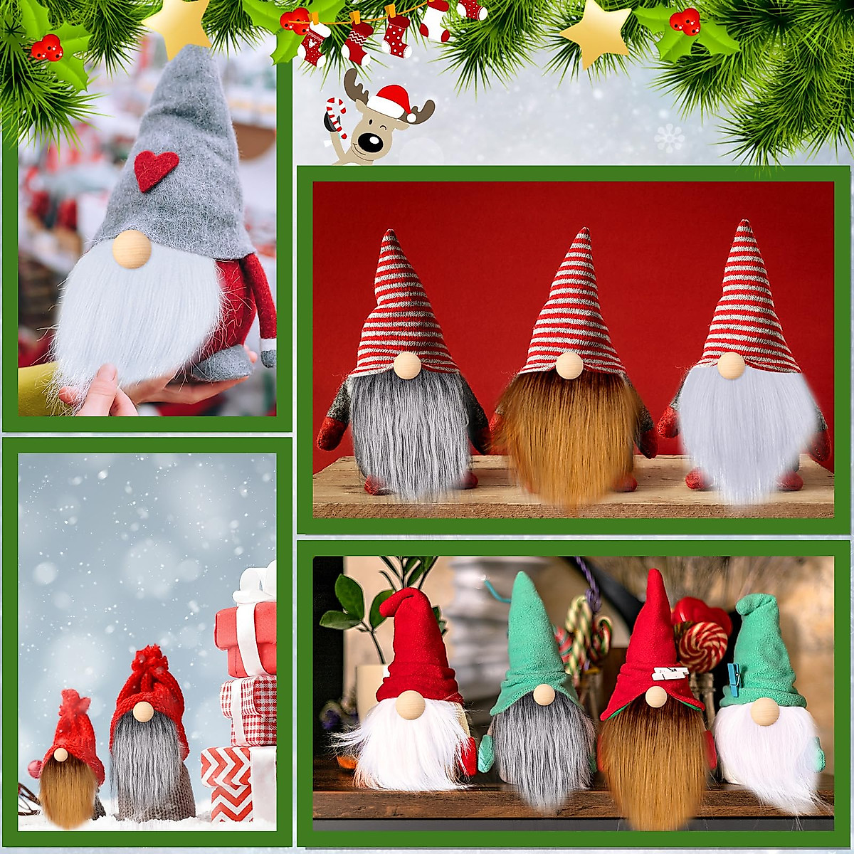 15 Pcs Gnome Beards for Crafting Easter Day Faux Fur Fabric Precut Gnomes Beards Handmade 30 Pieces Wood Balls for Halloween Christmas Valentine's Day Independence Day (Yellow, Pink, Green, White)