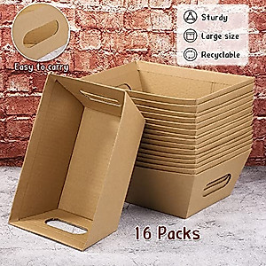 TURSTIN 16 Pieces Gift Basket Empty Cardboard Gift Basket with Handles Rectangular Market Tray Basket Holder Container for Christmas Wedding Holiday Display Gift to Impress, Kraft