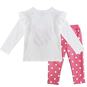 iEFiEL Baby Girls Sweet Bow Head Polka Dots Long Sleeve Top Pants Set Spring Easter Outfit Pink 9-12 Months
