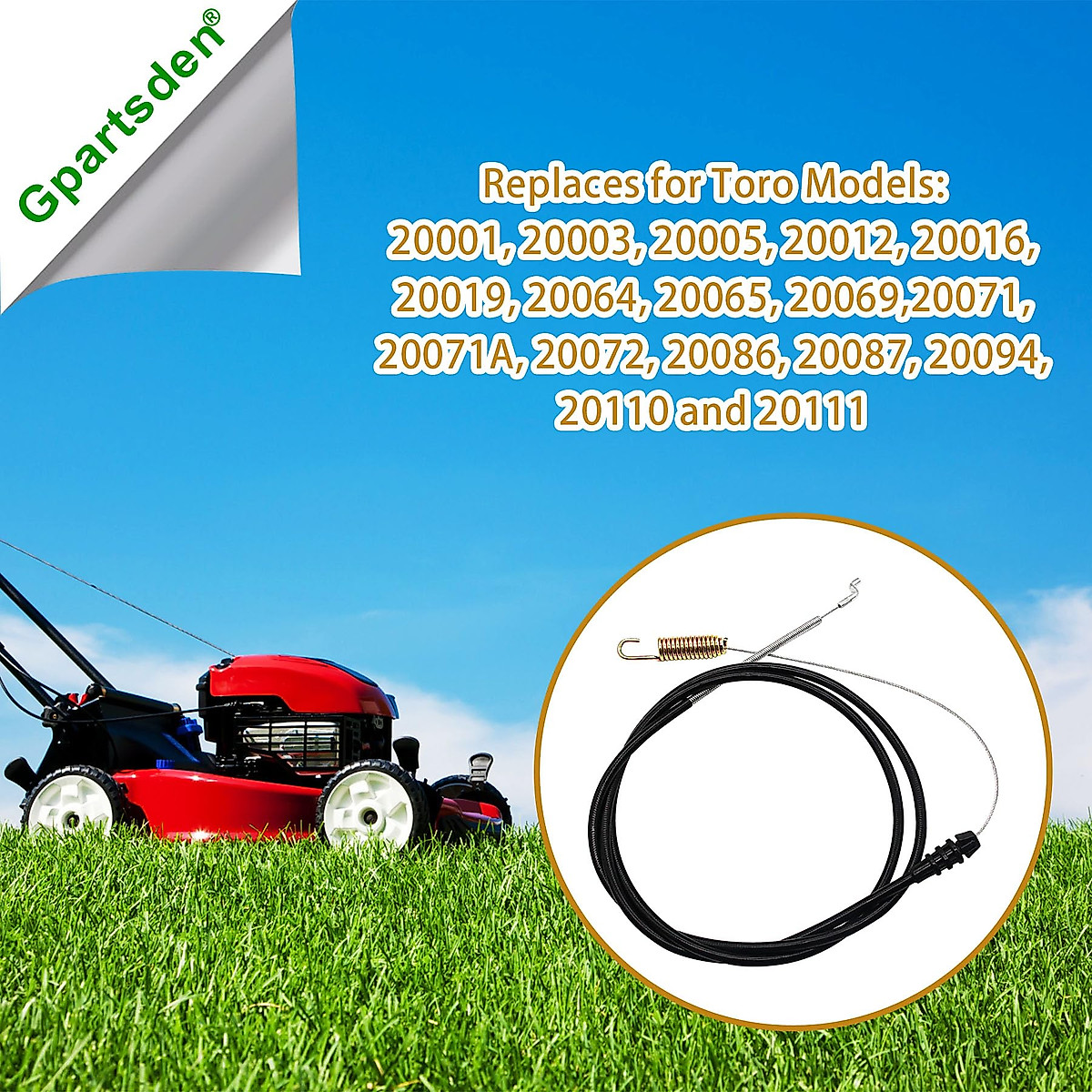 Gpartsden 105-1845 Replacement Traction Cable for Toro 22" Self Propelled Front Drive Recycler Lawn Mower