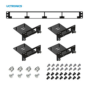 UCTRONICS 19” 1U Rack Mount for Raspberry Pi with SSD Mounting Brackets, Thumbscrews Front Removable Bracket Supports Up to 4 Raspberry Pi 5, 3B/3B+, 4B and 4 SSDs, Option SD Card Adapter