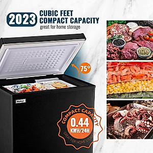WANAI Chest Freezer Small Deep Freezers Top Door with Removable Basket Mini Compact Freezer 7 Temperature Control Energy Saving for Home Kitchen Office Dorm Apartment Black