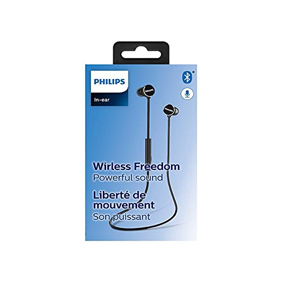 Philips UN102 Upbeat in-Ear Wireless Bluetooth with Microphone, Around The Neck, in-Ear Bluetooth, Magnetic Earbuds, 7hr Playtime, (TAUN102) Black