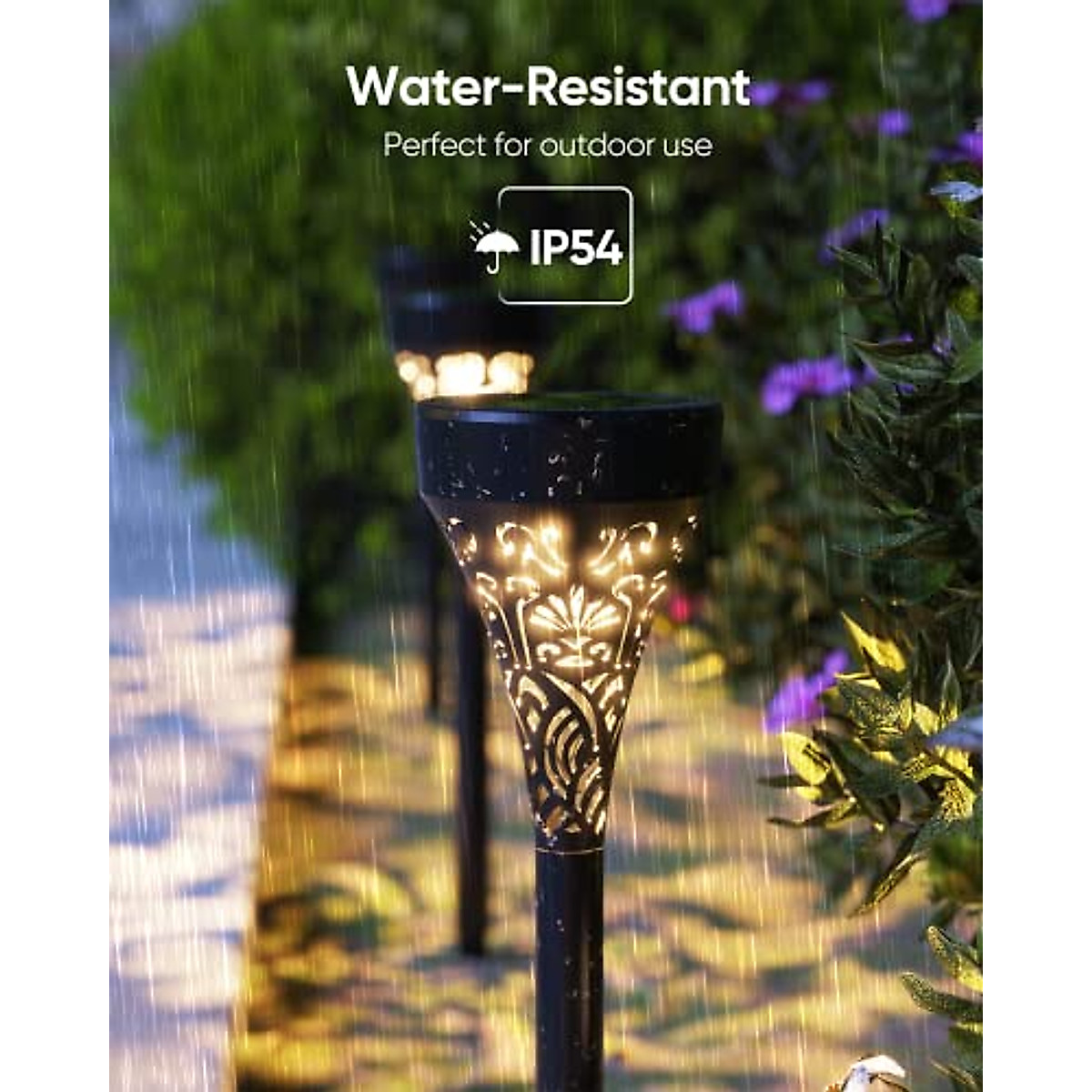 JACKYLED Solar Pathway Lights Outdoor, 6 Pack Solar Walkway Lights Outdoor Waterproof LED Garden Decorative Lighting Landscape Path Lights for Patio Sidewalk Yard Lawn Driveway Backyard, Warm White