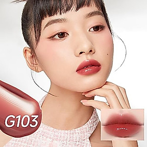 CARSLAN Hydrating Lip Gloss Serum, Moisturizing, Plunping, Shiny Lip Glow, Tinted Lip Care with Vitamin E, Crithmum Maritimum Essential oil, G103