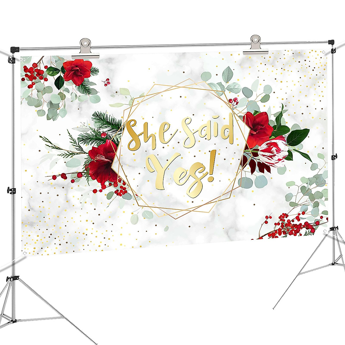 She Said Yes Backdrop, Floral Bridal Shower Bachelorette Party Photography Background Wall Banner, Bride to Be Engagement Just Engaged Party Decorations Supplies, 6x4ft