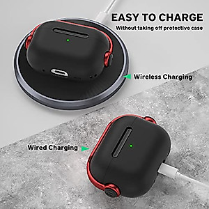 Maxjoy for AirPods Pro 2nd Generation Case Cover, AirPods Pro 2/Pro Creative Headset Earphone Protective Case with Secure Lock & Keychain Compatible with Apple Airpods Pro 2 2023 2022/Pro 2019, Red