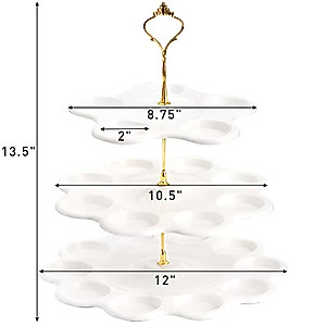 Tosnail 3 Packs 3 Tiers Plastic Cupcake Stand Dessert Stand, Tiered Serving Trays with Gold Rod, Cake Stand, Party Serving Trays Candy Pastry Holders for Wedding and Party - 23 Cavity