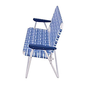Rio Brands 16" Extended Height Folding Double Wide Web Loveseat Lawn Chair, Blue/White
