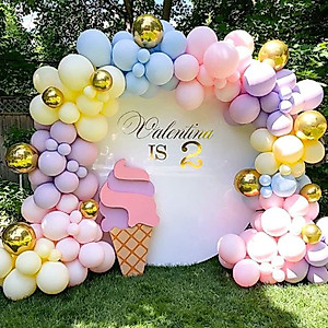 Felice Arts Pastel Balloons Garland Kit Macaron Balloons Arch Kit Baby Shower Rainbow Ice Cream Party Supplies Daisy Birthday Party Decorations