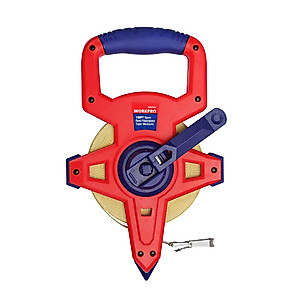 WORKPRO Open Reel Tape Measure with Double Nylon Coated Fiberglass Blade, 100-Feet, W136019A