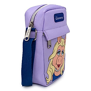 Disney Bag, Crossbody, Muppets, Miss Piggy Blue Dress, Lavender, Vegan Leather