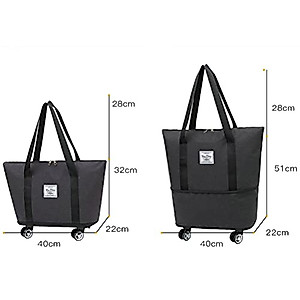 Upgrade Shopping Bag with Wheels Portable Trolley Bags Grocery Cart Hand Pulling Utility Universal Wheels Bag Folding Shopping Cart Trave Bag- Larger & Waterproof & Strong(Grey-B0C6F8FP2Q)