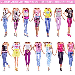 Ecore Fun 41 Pcs Doll Clothes and Accessories, 5 Wedding Gowns 5 Fashion Skirts 5 Mini Dresses 3 Fashion Clothes 3 Bikini Swimsuits 10 Hangers 10 Shoes Perfect for 11.5 Inch Dolls