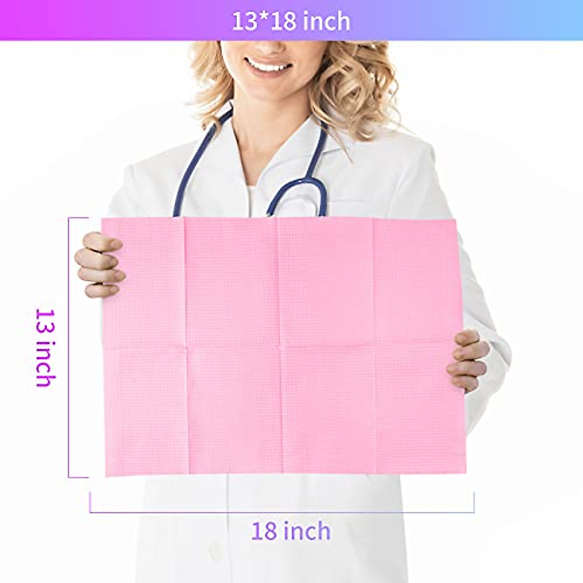 Dental Bib Disposable Pink Polyback Towel Waterproof Patient Bibs 3 Ply Tattoo Paper Napkins for Dental Clinic, Tattoo Piercing, Feeding - Soft and Fluid Resistant - 13&#039;&#039; x 18&quot;