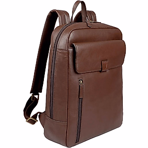 Hidesign Aiden Large Multi-functional Leather 17 Inch Laptop Backpack (Brown)
