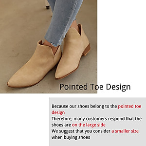 FISACE Girls Pointed Toe V Cut Low Heel Ankle Boots Slip On Back Zip Faux Leather Booties 2 Little Kid