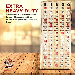 MR CHIPS Jam-Proof Bingo Cards with Sliding Windows, 100 Deluxe Woodgrain Cards, 75 Calling 1 Master Board…