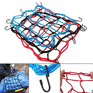 Cargo Net, 30x30cm Motorcycle 6 Adjustable Plastic Hook Hold Down Cargo Web Bungee Cord Packing Mesh Net Gear Luggage Netting with Small Mesh(Black)