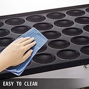 VBENLEM 110V Mini Dutch Pancake Baker 50PCS 1700W Commercial Electric Nonstick Waffle Maker Machine 1.8 Inches for Home and Restaurants