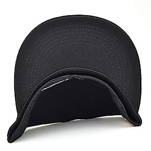 PR Fitted Two Tone Solid Caps Puerto Rico Flag Embroidered hat Front Side Back (Black/Black Emb, XLarge)