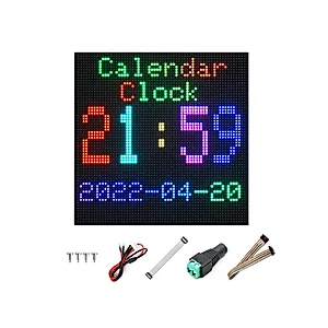 Waveshare RGB Full-Color LED Matrix Panel 3mm Pitch 64×64 Pixels 4096 Individual RGB LEDs Adjustable Brightness Compatible with Raspberry Pi